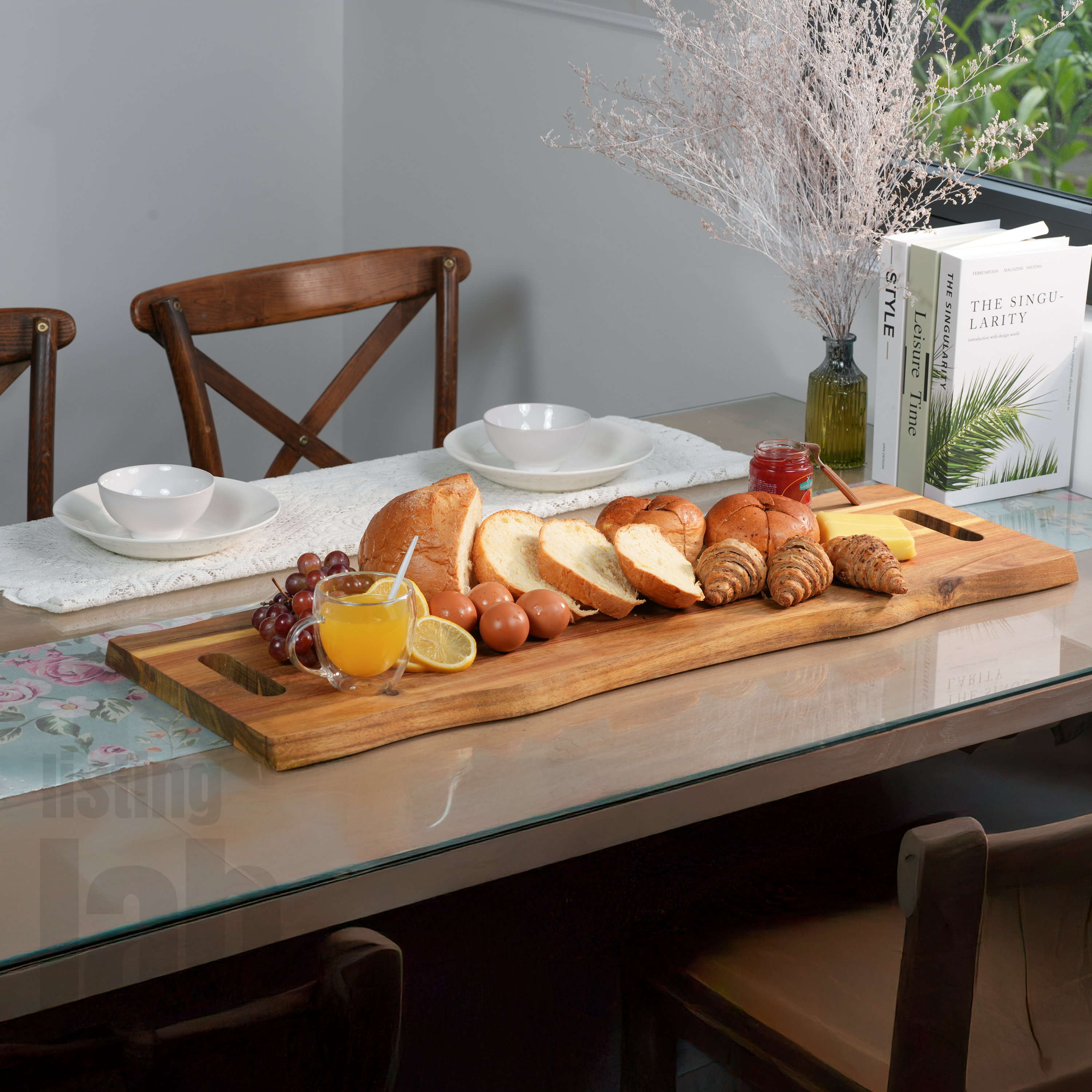 Howizz Howard Large Cutting Board for Kitchen - Acacia Solid Wood Cutting Board, Serving Board ...